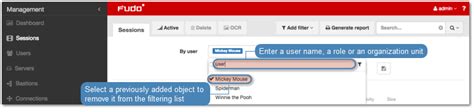 Filtering Sessions — Fudo Pam 311 System Documentation