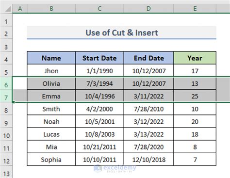 How To Shift Rows In Excel 5 Quick Ways Exceldemy