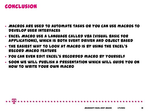 Intro Macros In Excel 2007 Pptx