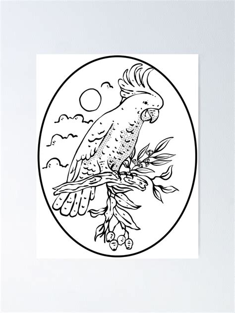 Vintage Cockatoo Black Outline Poster For Sale By Beautifultd Redbubble