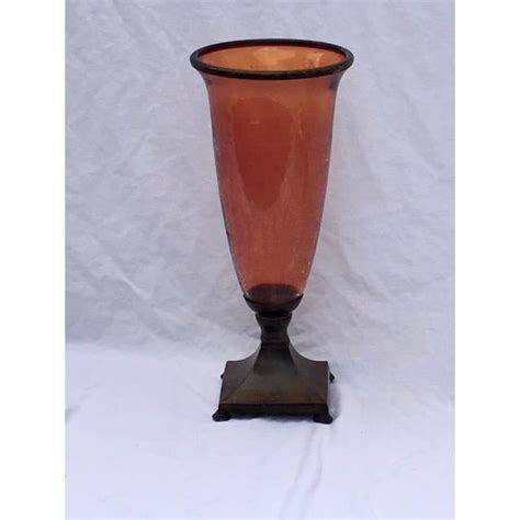 Mid Century Tall Amber Glass Vase Chairish