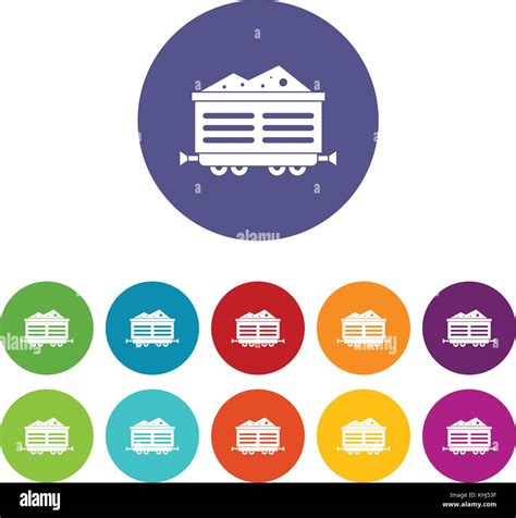 Train Waggon With Coal Set Icons Stock Vector Image And Art Alamy