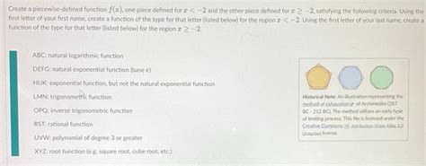 solved create a piecewise defined function f x one piece