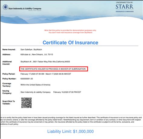 Waiver Of Subrogation Wording On A Certificate Of Insurance Prntbl