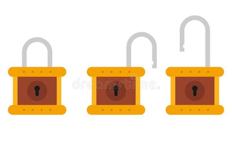 Padlock Icon Sign Symbol Flat Locked And Unlocked Flat Design Vector Illustration Opened And