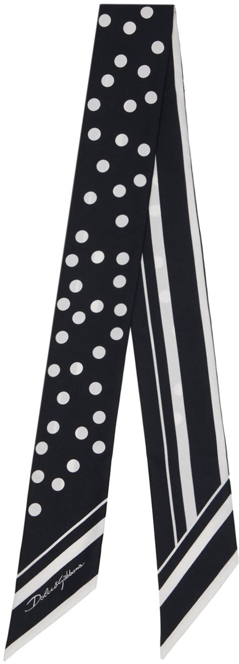 Dolceandgabbana Black And White Polka Dot Scarf Dolce And Gabbana