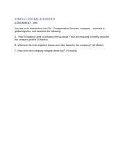 SCM 215 GLOBAL LOGISTICS Assignment 20 1 2 Docx SCM 215 GLOBAL