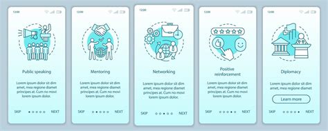 Hr Soft Skills Onboarding Mobile App Page Screen Vector Template Public Speaking Mentoring
