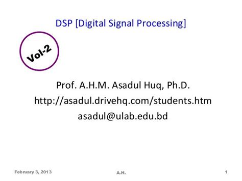 Dsp Lecture Vol 2 Dft And Fft Lecture Dft Digital Signal Processing