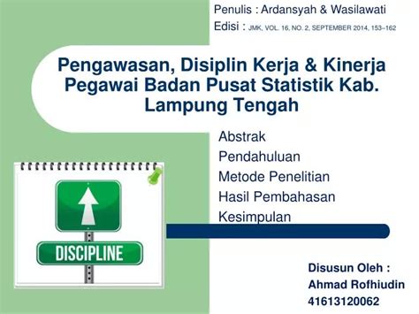 PPT Pengawasan Disiplin Kerja Kinerja Pegawai Badan Pusat
