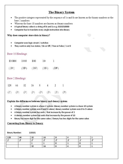 the binary system pdf byte decimal
