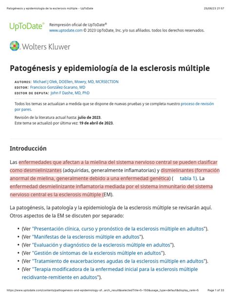 Em Patogénesis Y Epidemiología Pdf Esclerosis Múltiple Sistema Inmune