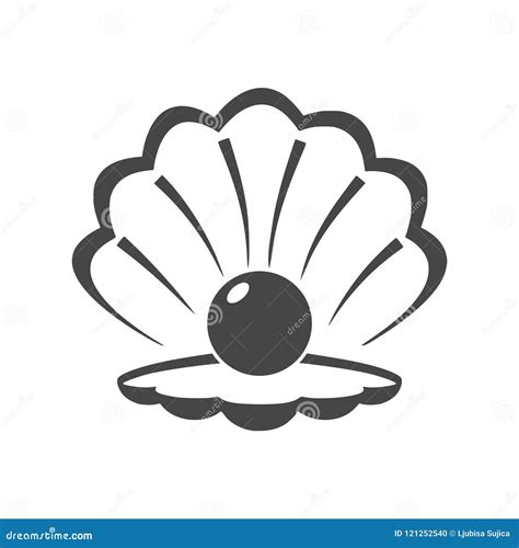 Shell With A Pearl Vector Drawing 160934327