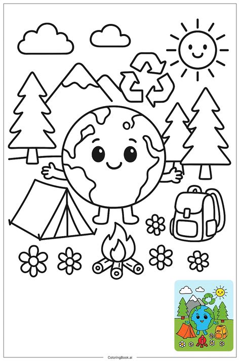 아이들을 위한 캠핑 색칠 페이지