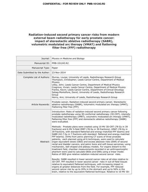 Pdf Radiation Induced Second Primary Cancer Risks From Modern
