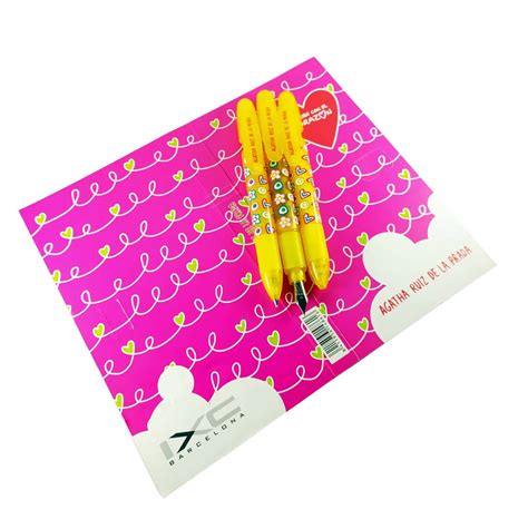 AGATHA RUIZ DE LA PRADA JUEGO PLUMA BOLIGRAFO Y PORTAMINAS AMARILLO