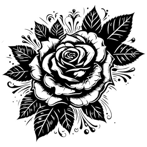 Rose Tattoo Mystic Symbol Boho Print Poster Tshirt Textiles Vector