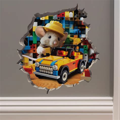 Building Block Mouse In Mouse Hole Decal Mouse Hole 3d