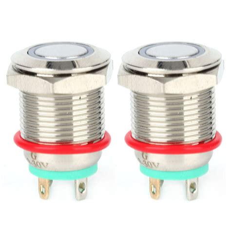 Interruptor De Botón De Metal De Reinicio Automático De 2 Piezas De 12