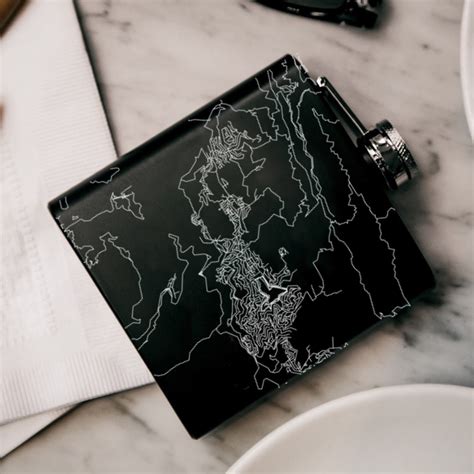 Crestline California Engraved Map Hip Flask In Matte Black — Jace Maps