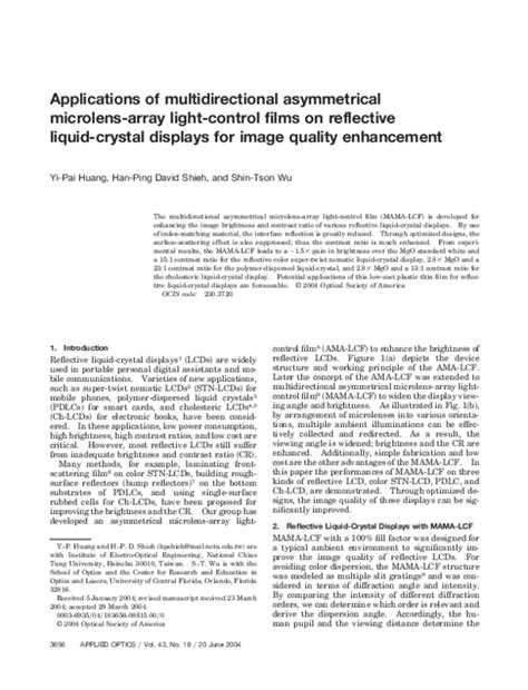Pdf Applications Of Multidirectional Asymmetrical Microlens Array Light Control Films On