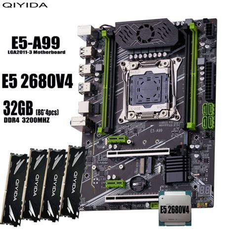 Qiyida X99 Motherboard Set Kit Xeon Lga2011 3 E5 2680 V4 4 8gb 32gb
