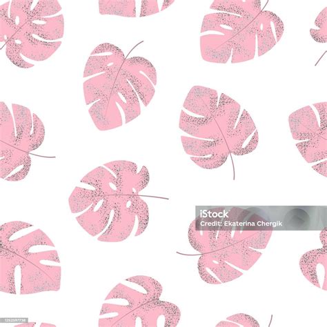 핑크 몬스터 잎과 매끄러운 패턴 커버 직물 벽지에 대한 섬세한 파스텔 장식 0명에 대한 스톡 벡터 아트 및 기타 이미지 0명 공휴일 다중 색상 Istock