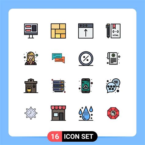 Editable Vector Line Pack Of 16 Simple Flat Color Filled Lines Of Female Commercial Mac Html