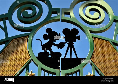 Chessy France Theme Parks Detail Disneyland Paris Entrance Gate With Mickey Mouse Icon