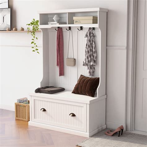 Hall Trees For Entryway Irerts Modern Hall Tree With Shoe Storage