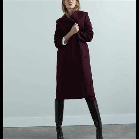 Zara Plum Wool Manteco Coat Size Xs But I Am A Depop