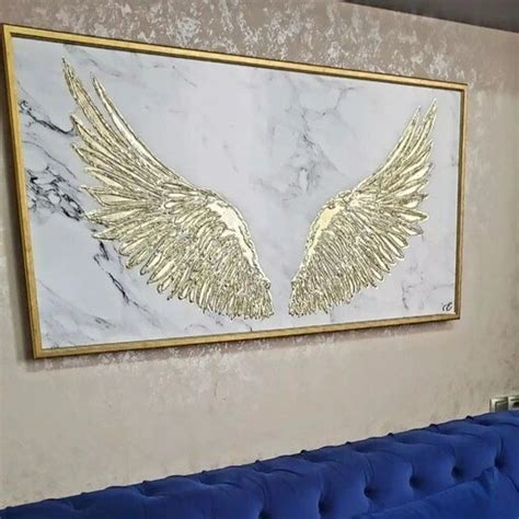خرید و قیمت تابلو نقاشی برجسته بال فرشته ورق طلا ترب