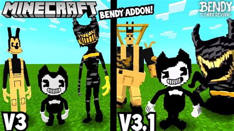 Bendy V3 Addon Vs Bendy V31 Addon Bendy Minecraft Showcase Youtube