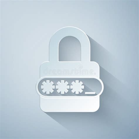 Paper Cut Password Protection And Safety Access Icon Isolated On Grey Background Lock Icon