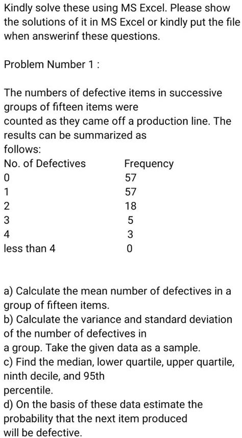 Solved Kindly Solve These Using Ms Excel Please Show The Solutions Of It In Ms Excel Or Kindly