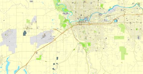 Spokane Washington Us Printable Vector Street Map City Plan Full