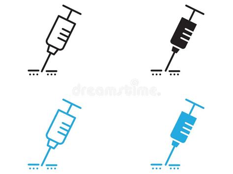 Intradermal Injection Icon Black And White Vector Outline Sign Stock Vector Illustration Of