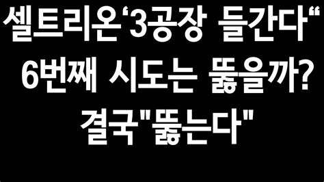 셀트리온3공장 들어간다6번째 시도는 뚫을까결국뚫는다 Youtube