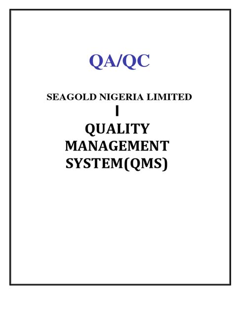 1 Qa Qc Plan New Pdf Quality Management System Specification Technical Standard