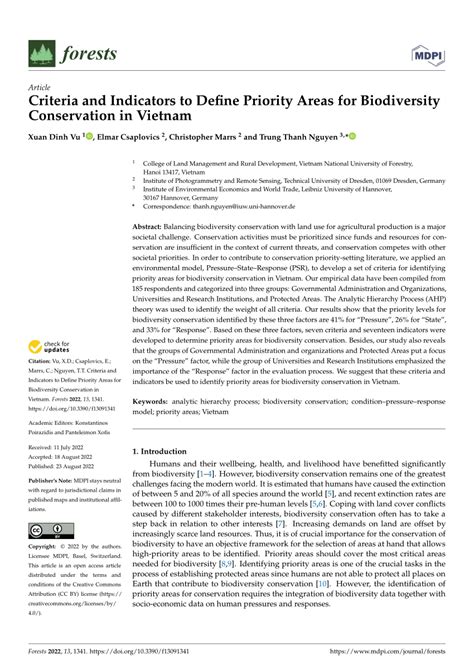 Pdf Criteria And Indicators To Define Priority Areas For Biodiversity