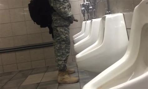 American Soldier Pissing With A Hardon