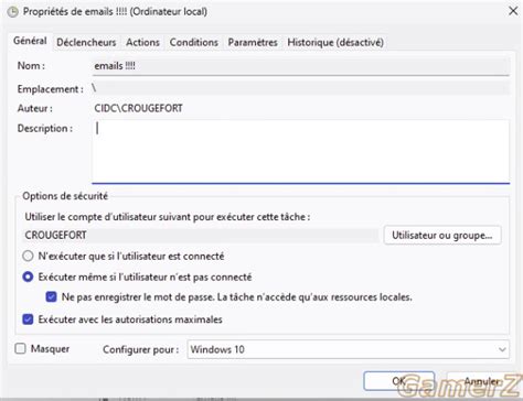 Soucis tache planifiée et script GamerZ be