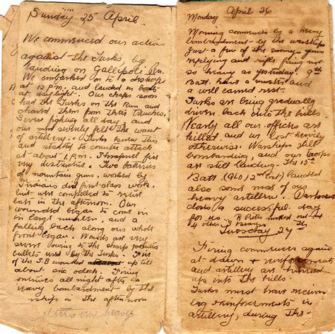 Diary Of Gallipoli Entry For 25th April 1915 Diary Of 49 Flickr