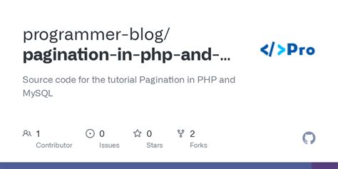 Github Programmer Blogpagination In Php And Mysql Source Code For The Tutorial Pagination In