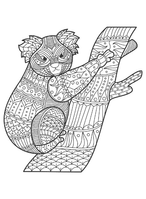 Zentangle Koala Coloring Page Free Printable Coloring Pages
