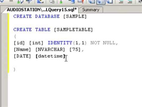 SIMPLE SQL DATABASE AND TABLE CREATION YouTube