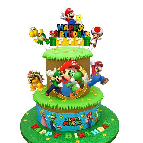 Buy 7 Pcs Acrylic Super Mario Cake Toppers Mario Bros Happy Birthday