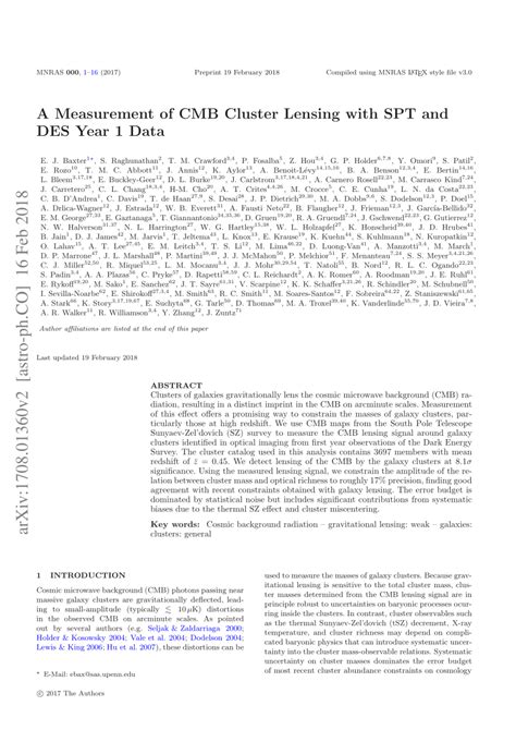 Pdf A Measurement Of Cmb Cluster Lensing With Spt And Des Year 1 Data