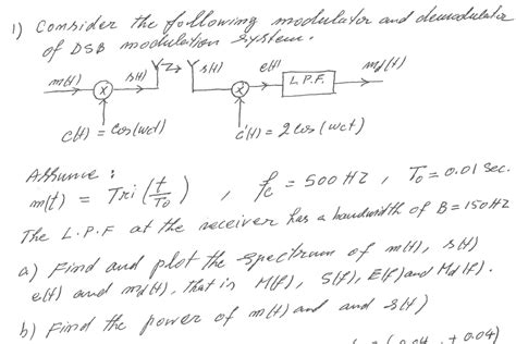 Solved 1 Consider The Following Modulator An Demodulator Of Chegg