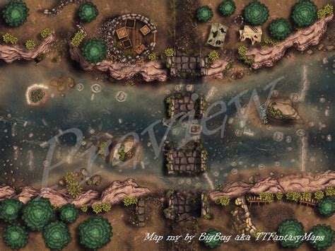 River Battle Map Dnd Battle Map Destroyed Bridge Dandd Battlemap